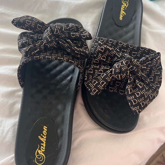 Shoes | Cute Slides With Diorlike Bows | Poshmark